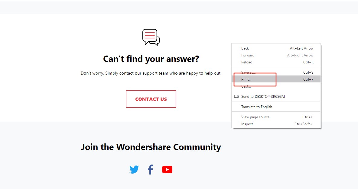 Wondershare Support Center - How to print a website？