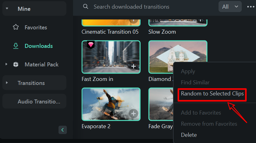 How to add random transitions?